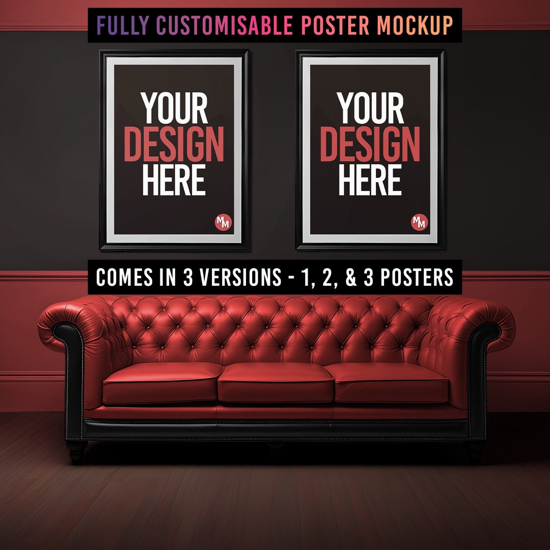 Custom PSD Frame Mockup | A2 Poster Mockup | Modern Living Room Design ...