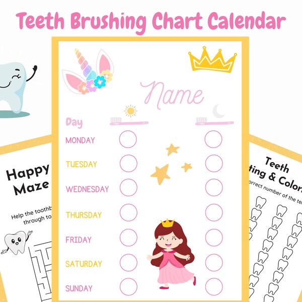 Tooth Brushing Chart - Etsy