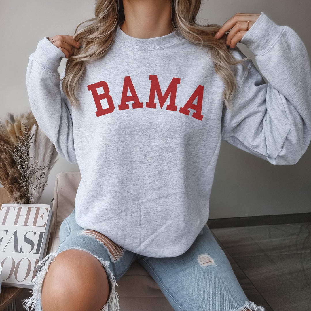 Bama Football Crewneck Ash Grey Sweatshirt, Gilden Dryblend 50/50 ...