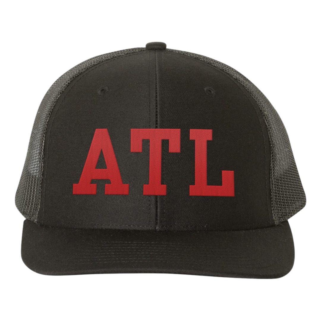 Richardson 112 Embroidered ATL Hat Black, ATL Mesh Hat Adjustable ...