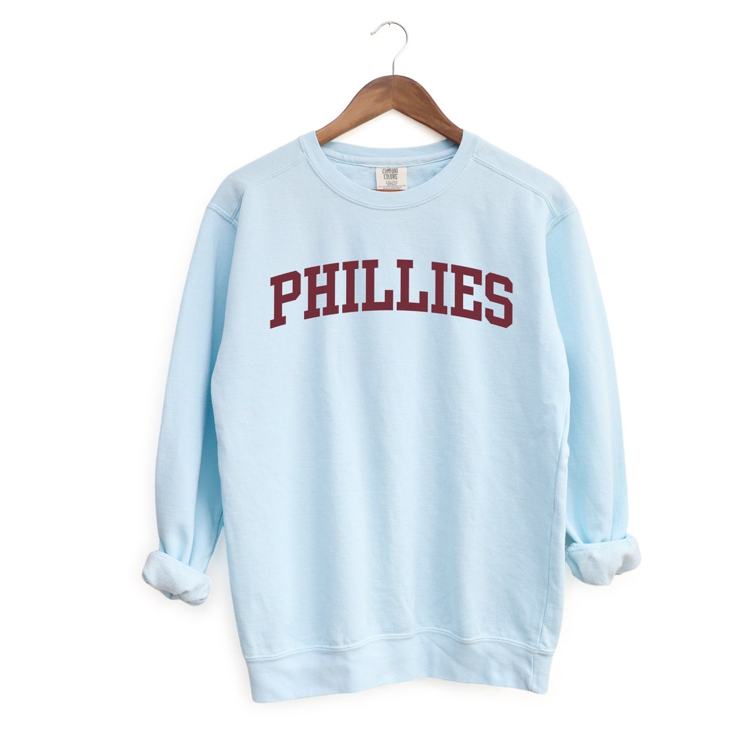 Comfort Colors Phillies Baby Blue and Maroon Sweatshirt, Phillies ...