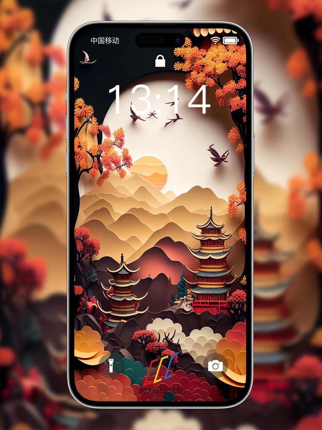 FC15 / Japanese Temple in Autumn of Phone Wallpaper, Original Design ...
