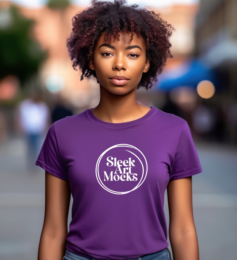 Purple Gildan 64000 T-shirt Mockup, Violet T-shirt, Styled Tshirt Mock ...