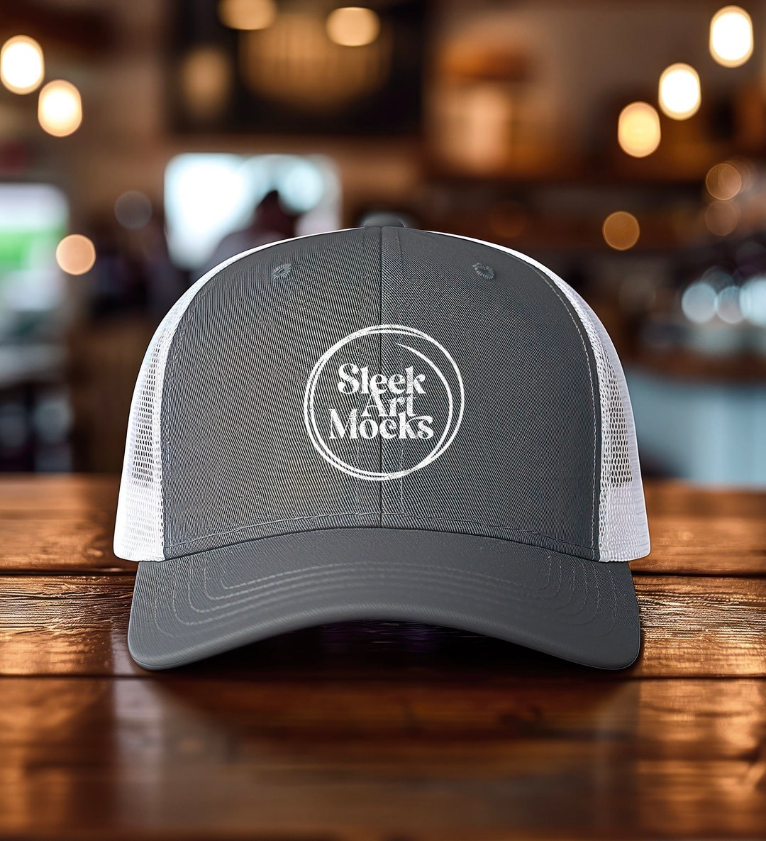Gray Trucker Cap Mockup With White Mesh Sides, Grey Hat Mockup, Hat ...