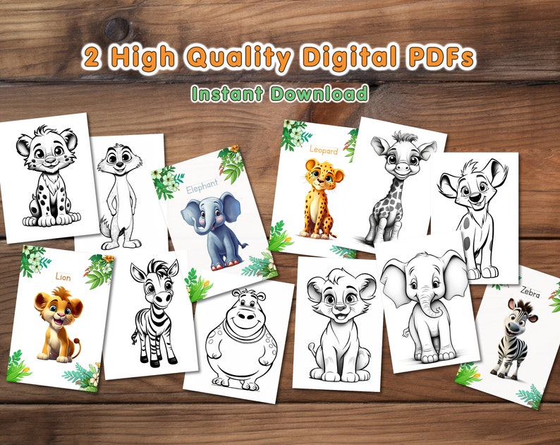 Coloring Pages Safari Animals, Color Pages for Kids, Jungle Birthday ...