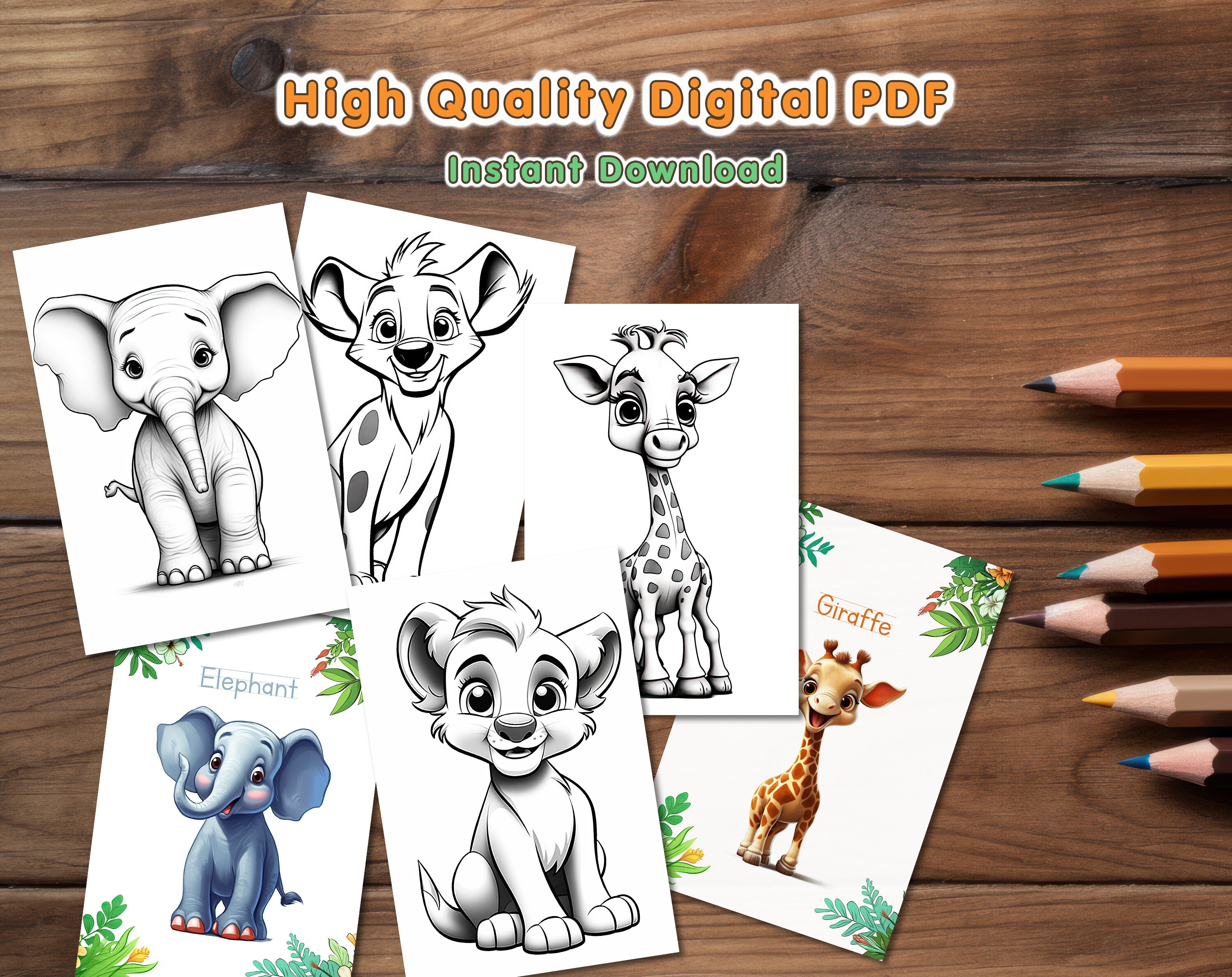 Coloring Pages Safari Animals, Color Pages for Kids, Jungle Birthday ...