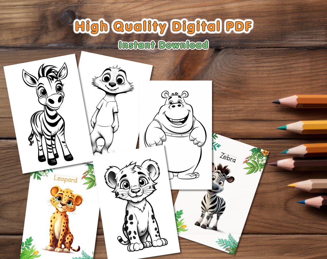 Coloring Pages Safari Animals, Color Pages for Kids, Jungle Birthday ...