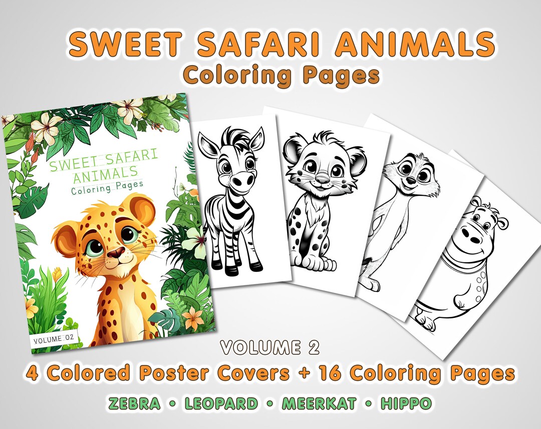Coloring Pages Safari Animals, Color Pages for Kids, Jungle Birthday ...