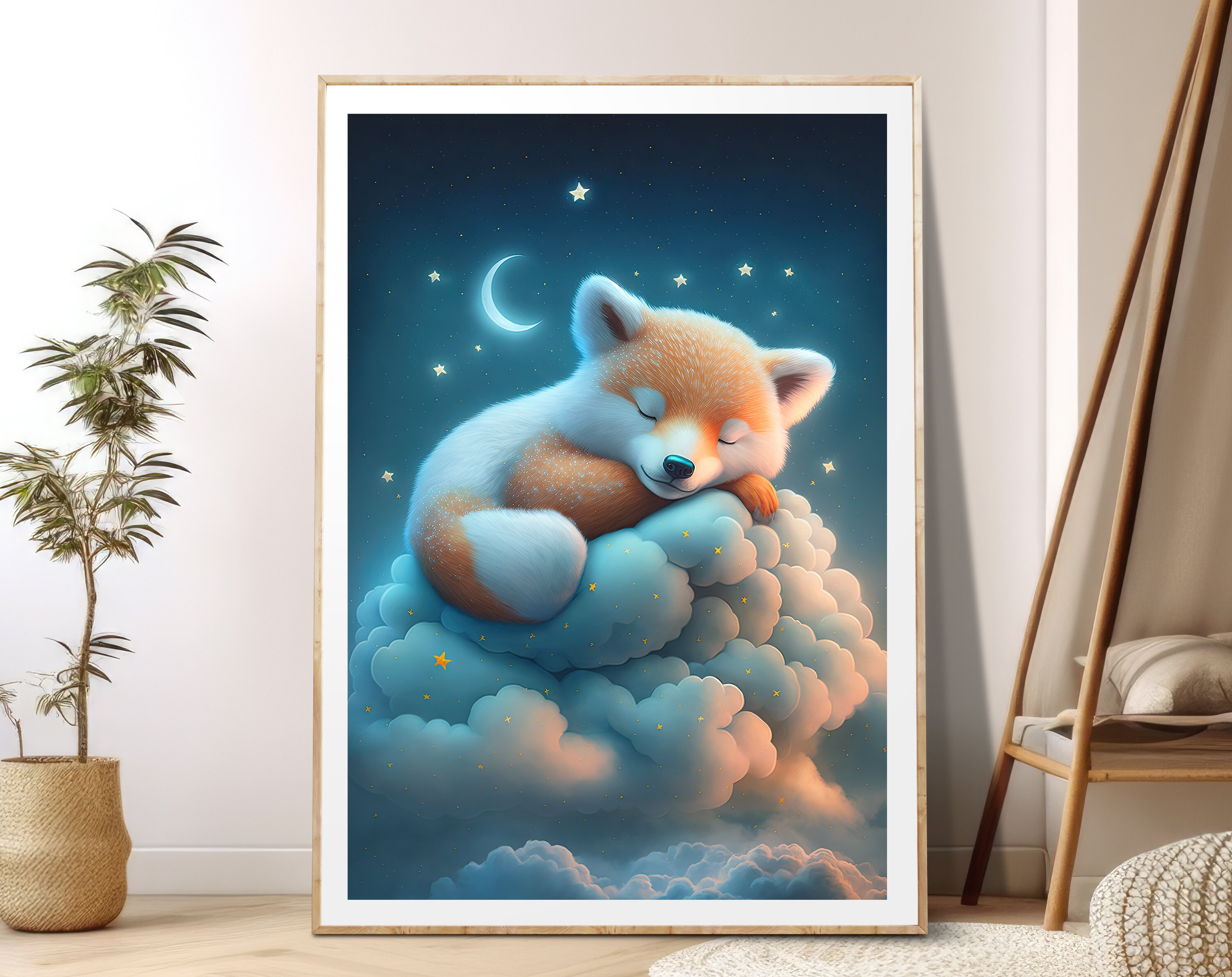 Cute Fox Print, Digital Download Wall Art, Fox Poster, Fox Nursery Wall ...