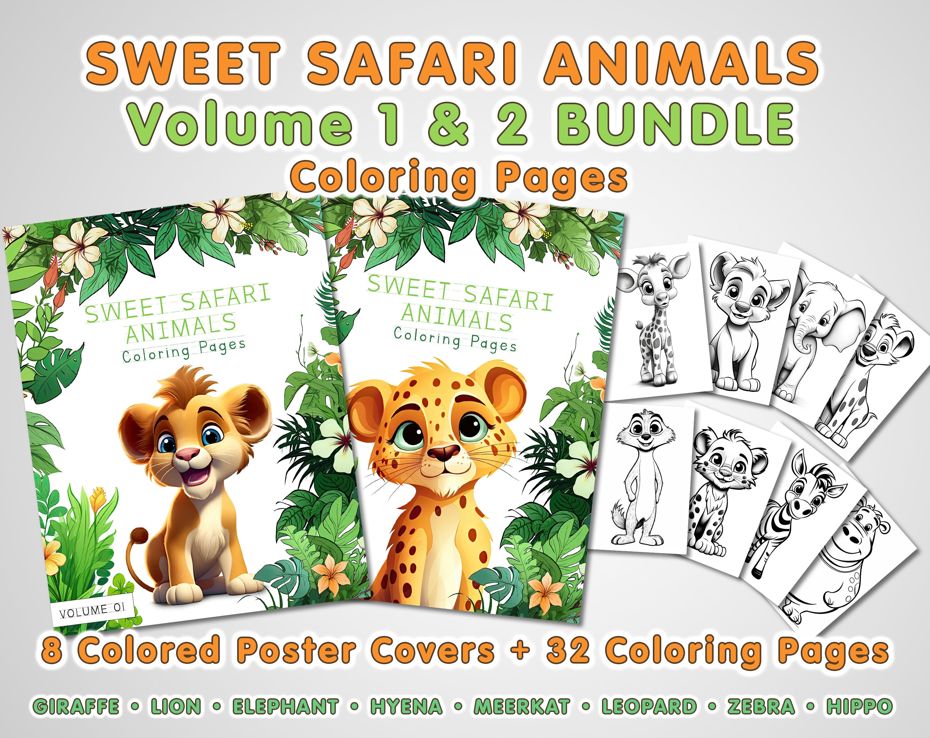 Coloring Pages Safari Animals, Color Pages for Kids, Jungle Birthday ...