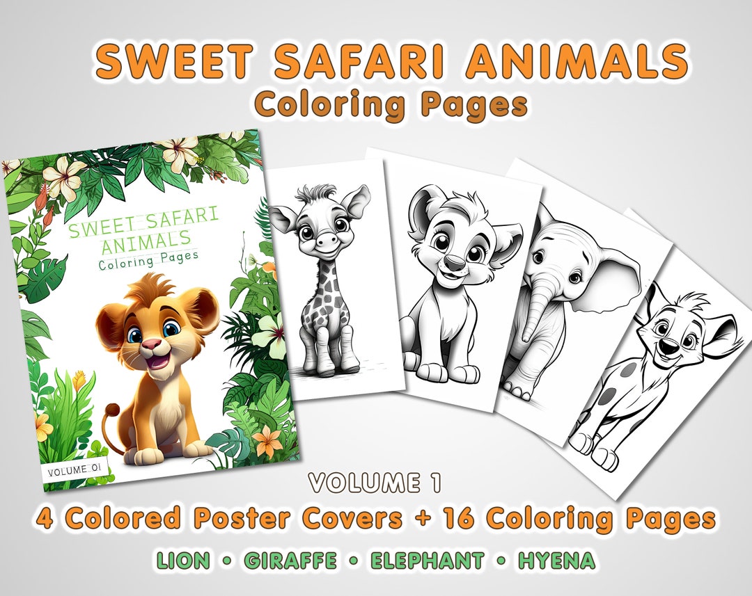 Coloring Pages Safari Animals, Color Pages for Kids, Jungle Birthday ...