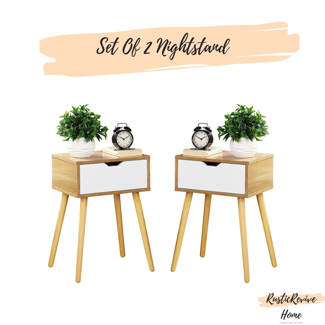 Handmade Bedside Table With Drawer Set of 2 Bedside - Etsy