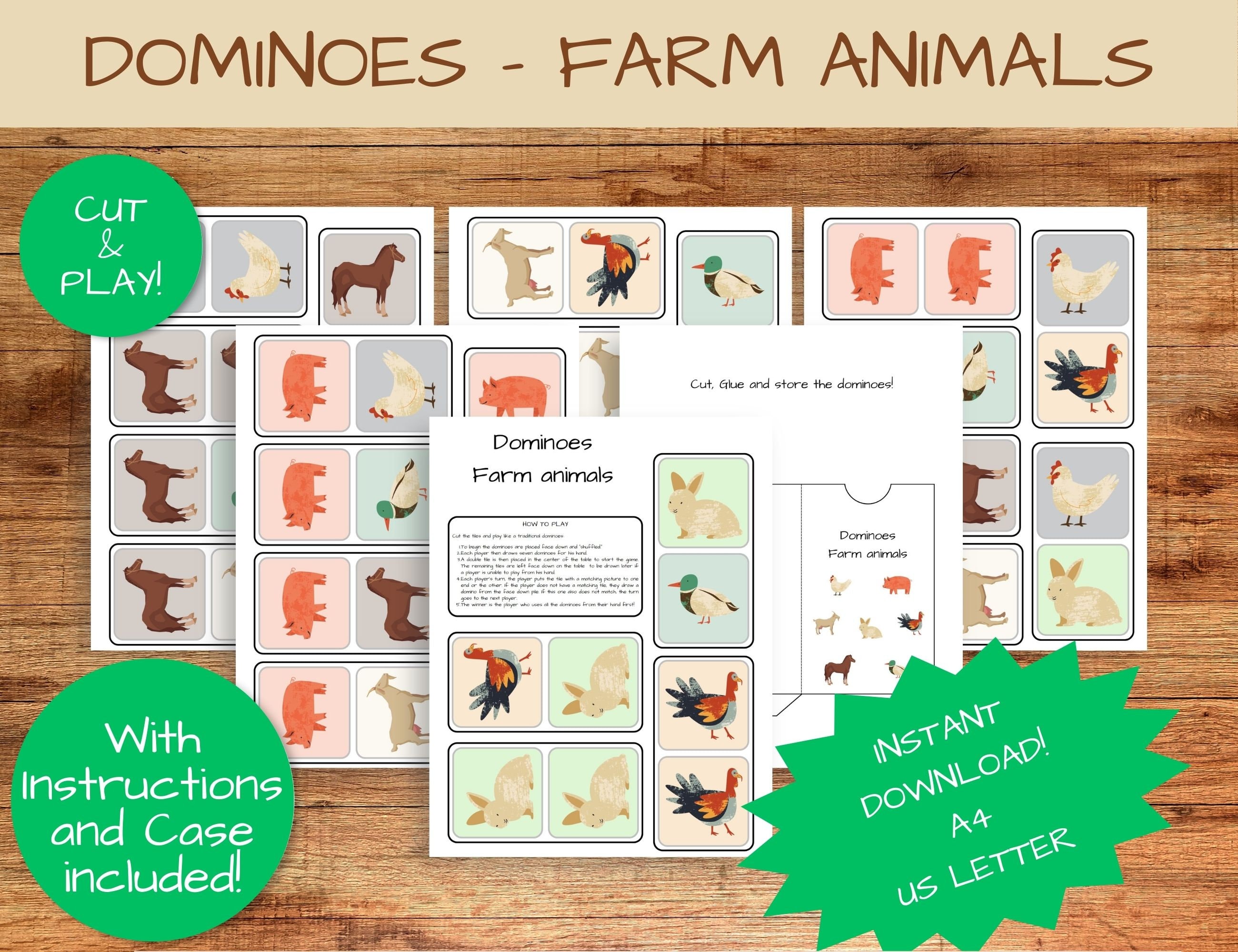 Dominoes - Farm Animals - Etsy