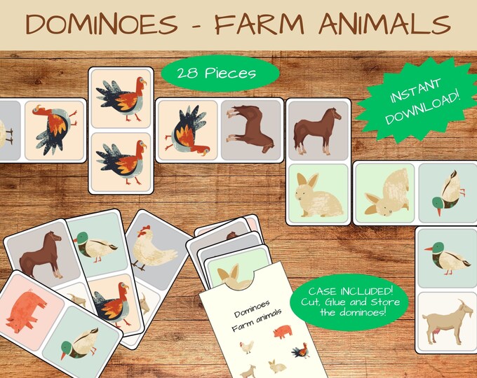 Farm Animal Dominoes. Kids Printable Tile Game. - Etsy Canada