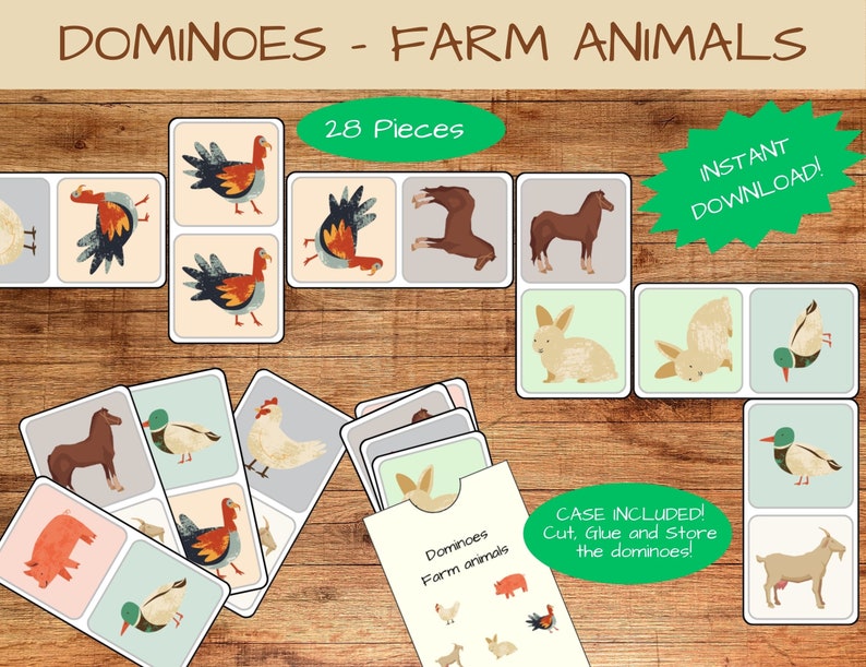 Dominoes - Farm Animals - Etsy