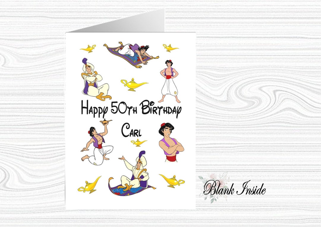 Personalised Printed disney's Aladdin A5 Greeting Card Any Occassion ...