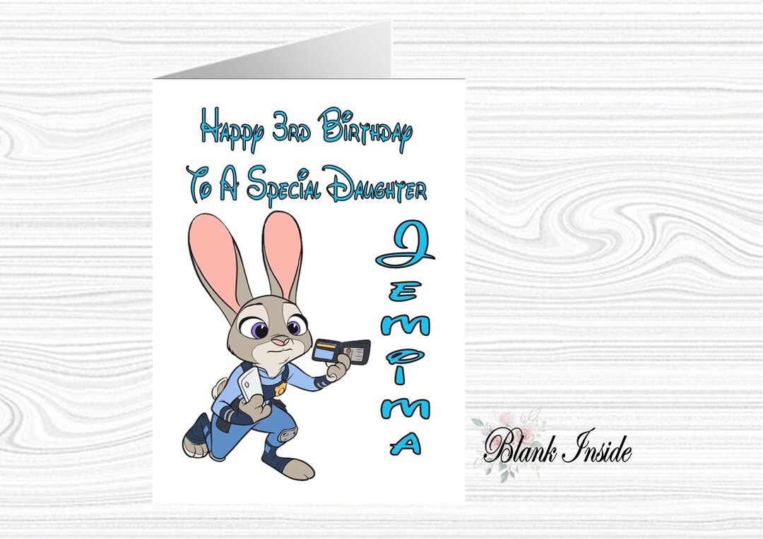 Personalised Printed judy HOPPS Zootopia A5 Greeting Card Any Occasion ...