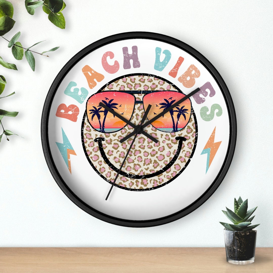 Beach Vibes Wall Clock, 10" Beach House Gift, Surfer Gift, Unique Beach ...