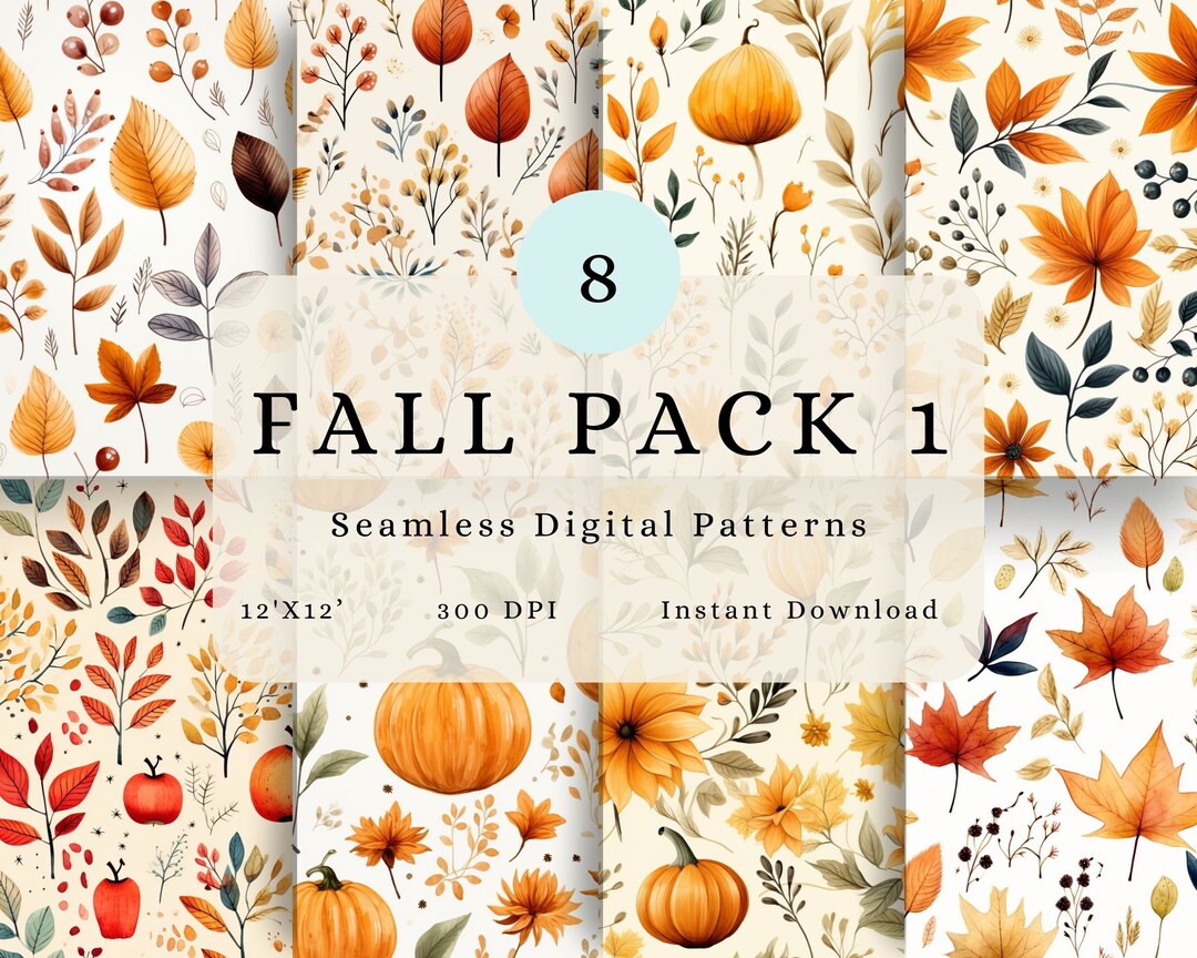 Fall Theme Digital Paper, Seamless Patterns, Fall Prints, Fall ...