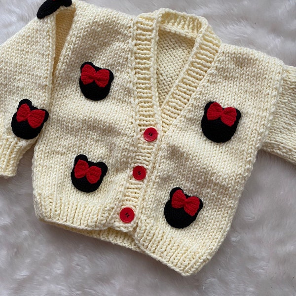 Minnie Mouse Hand Knit Cardigan - Etsy