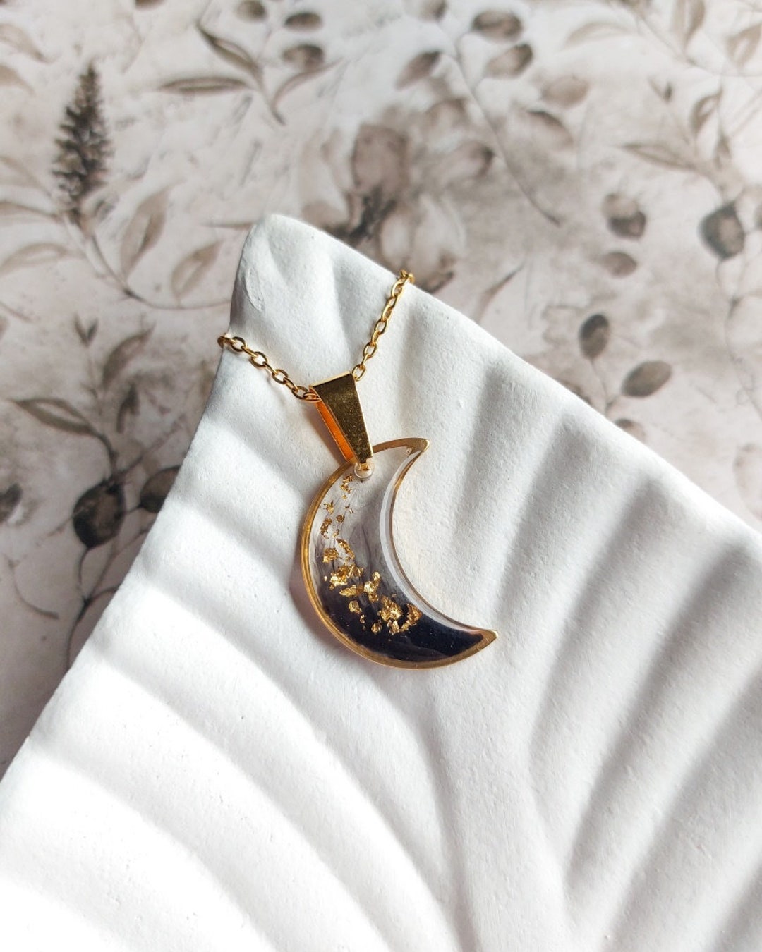 Gold Stainless Steel Crescent Pendant, Unique Gift for a Lunar Lover ...