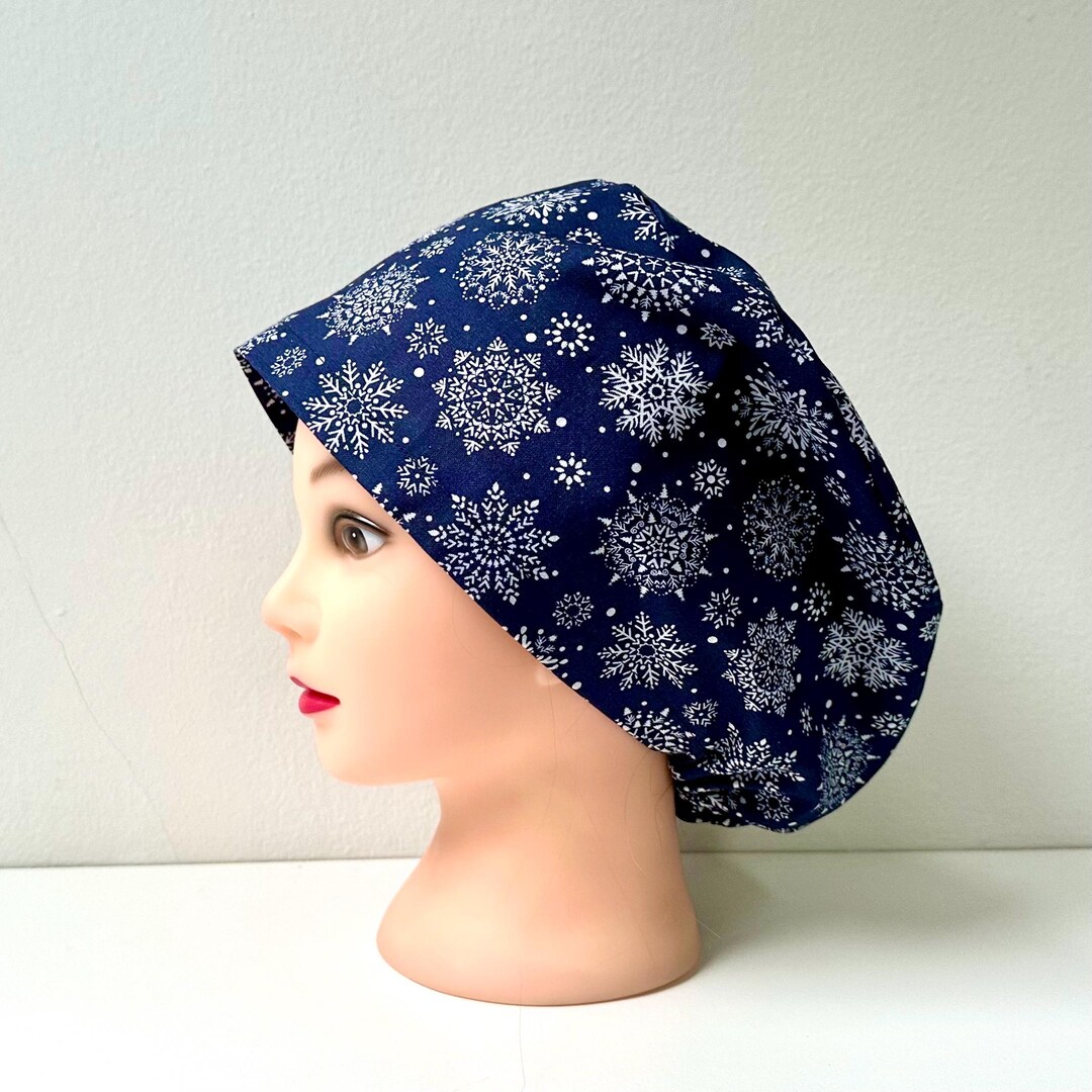 Navy Winter Surgical Scrub Cap, Elasticated Reusable Surgical Hat ...