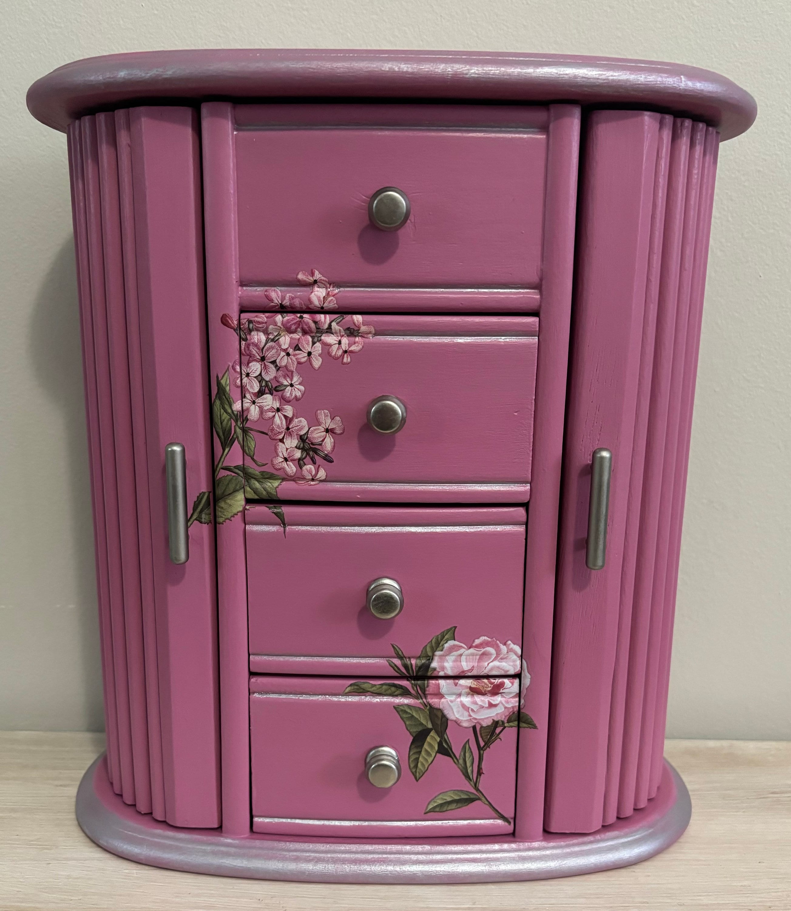 Hand Painted Jewelry Box, Pink Jewelry Box, Rose Jewelry Box, Floral ...