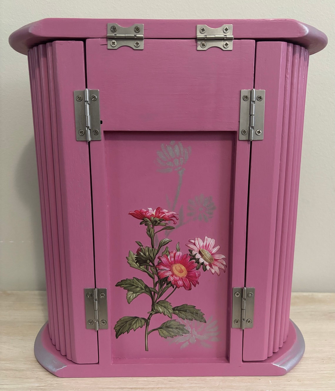 Hand Painted Jewelry Box, Pink Jewelry Box, Rose Jewelry Box, Floral ...