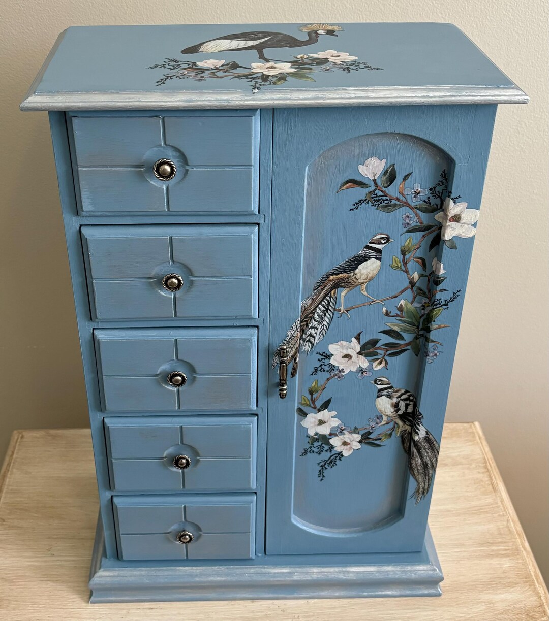 Bird Jewelry Box, Blue Jewelry Box, Large Jewelry Box, Upcycled Jewelry ...