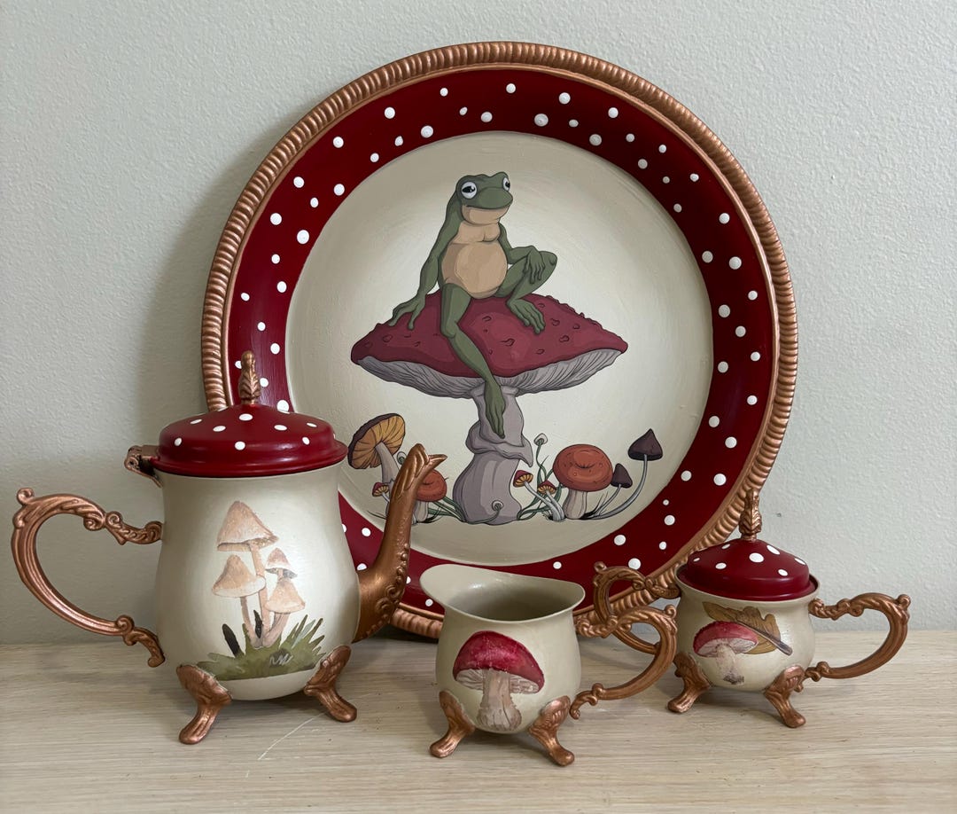 Cottagecore Tea Set, Hand Painted Tea Set, Mini Tea Set, Child Sized ...