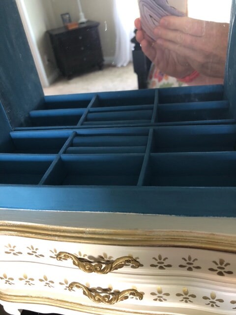 Large Ivory Hand Painted Upcycled Jewelry Box, Ladies Jewelry Box ...