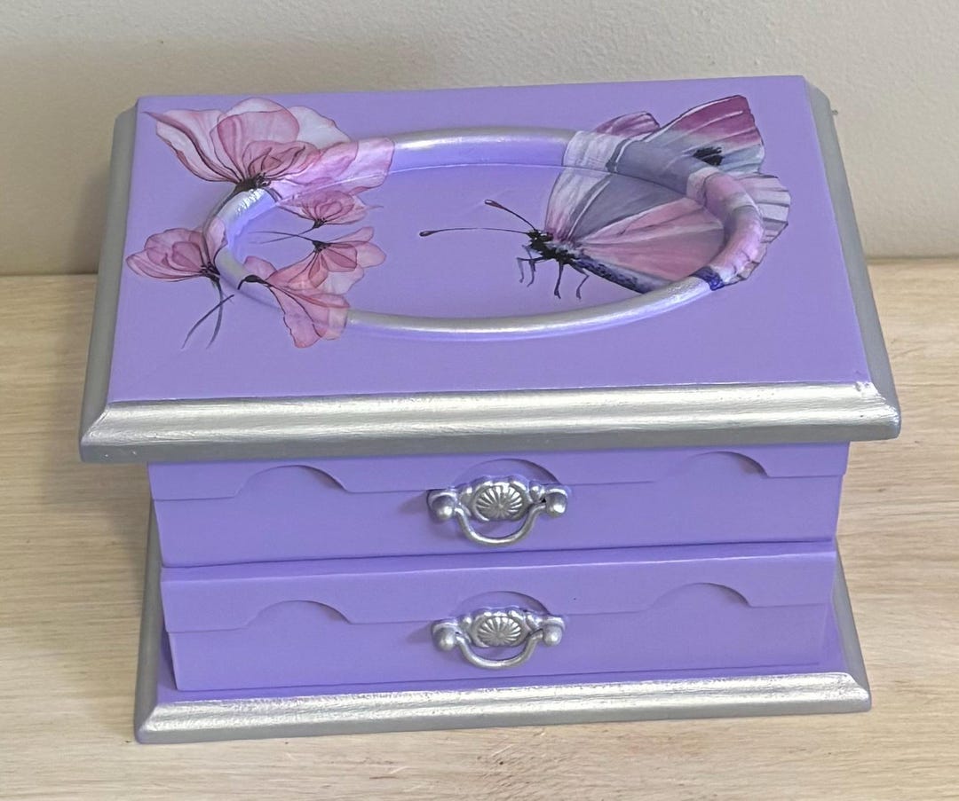 Purple Jewelry Box, Lavender Jewelry Box, Butterfly Jewelry Box, Small ...