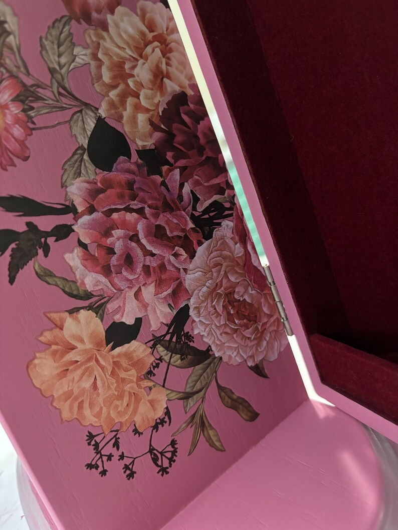 Hand Painted Jewelry Box, Pink Jewelry Box, Rose Jewelry Box, Floral ...