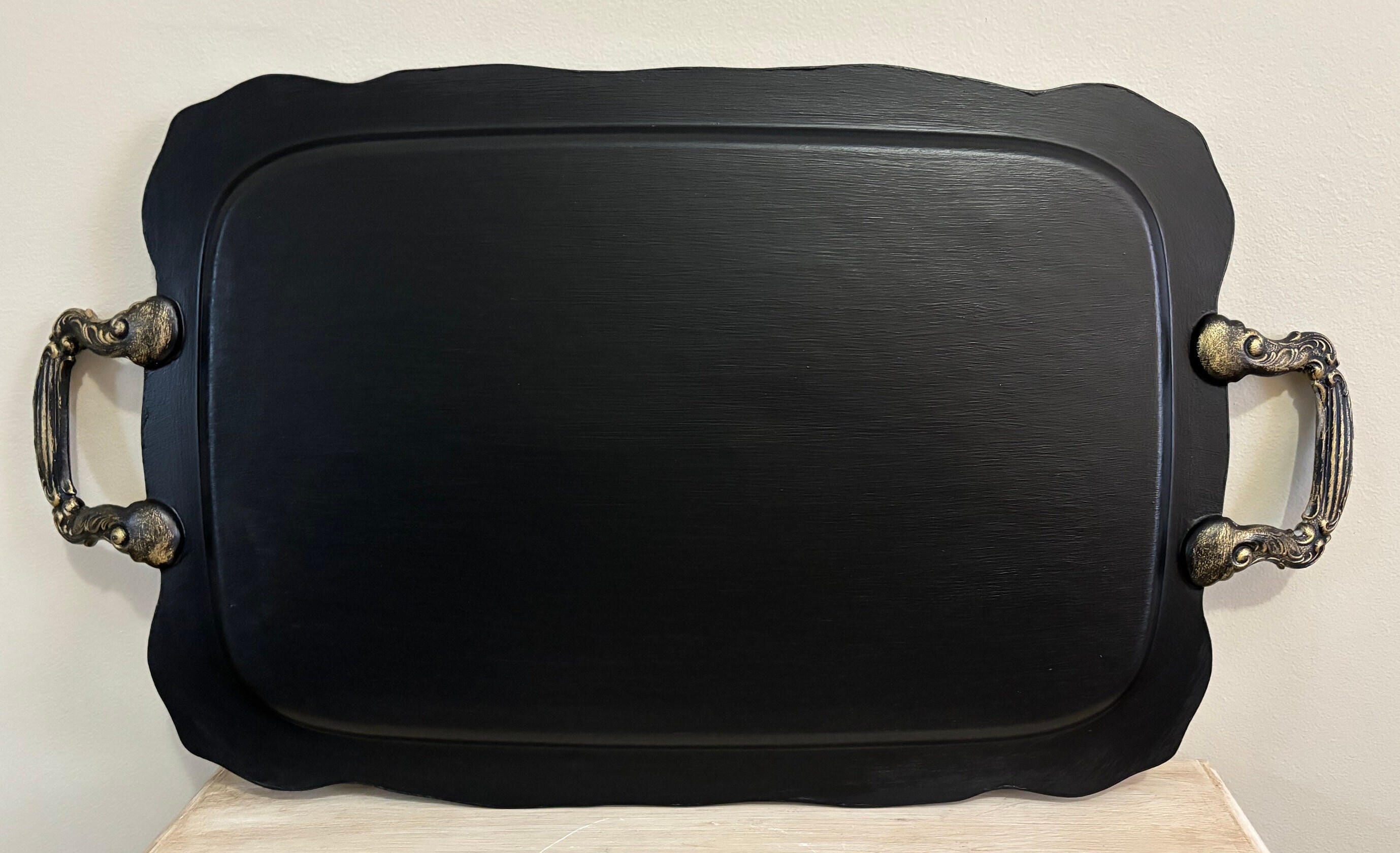 Gorgeous Extra Large Painted Silver Tray, Upcycled Silver Tray, Large ...