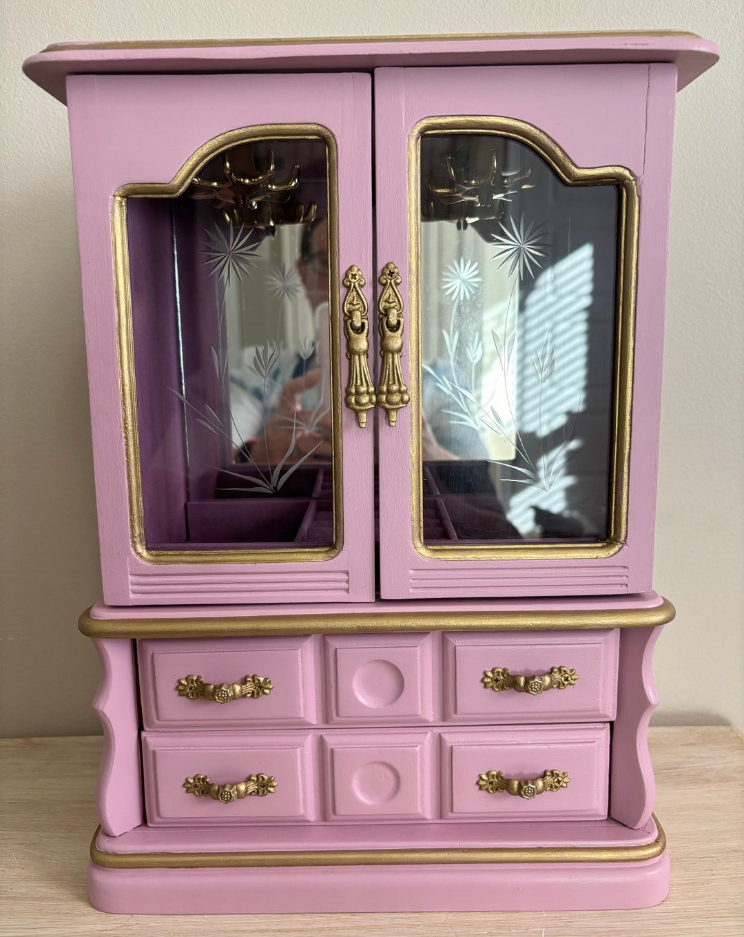 Floral Jewelry Box, Upcycled Jewelry Box, Painted Jewelry Box, Tabletop ...