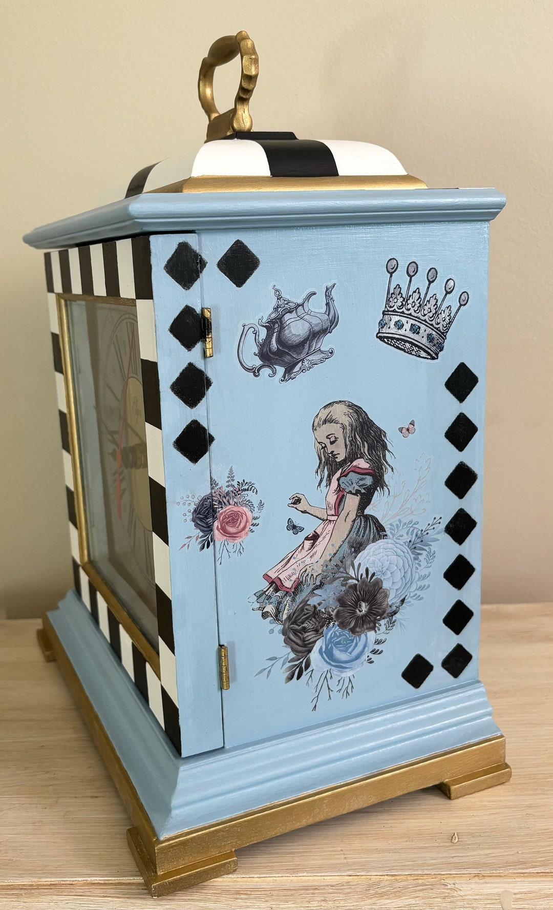 Alice in Wonderland Clock, Hand Painted Clock, Whimsical Clock ...