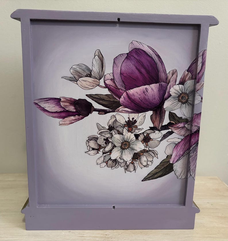 Hand Painted Jewelry Box, Purple Jewelry Box, Floral Jewelry Box ...