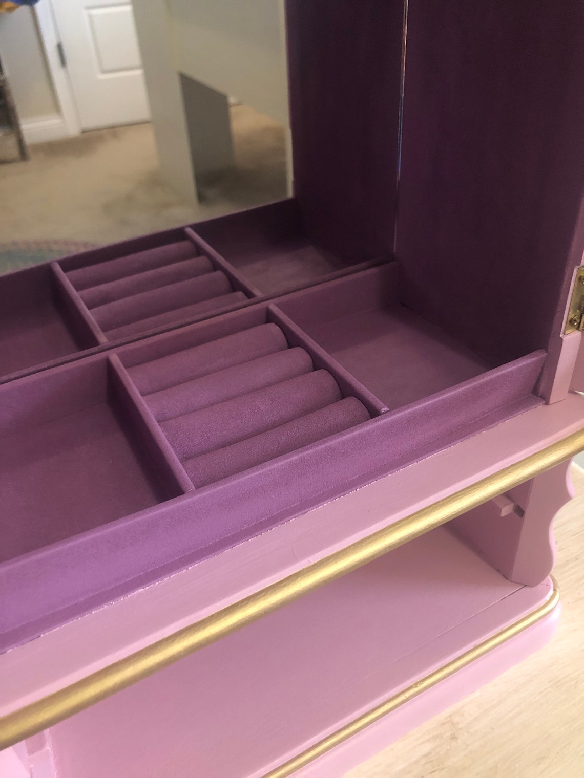 Floral Jewelry Box, Upcycled Jewelry Box, Painted Jewelry Box, Tabletop ...