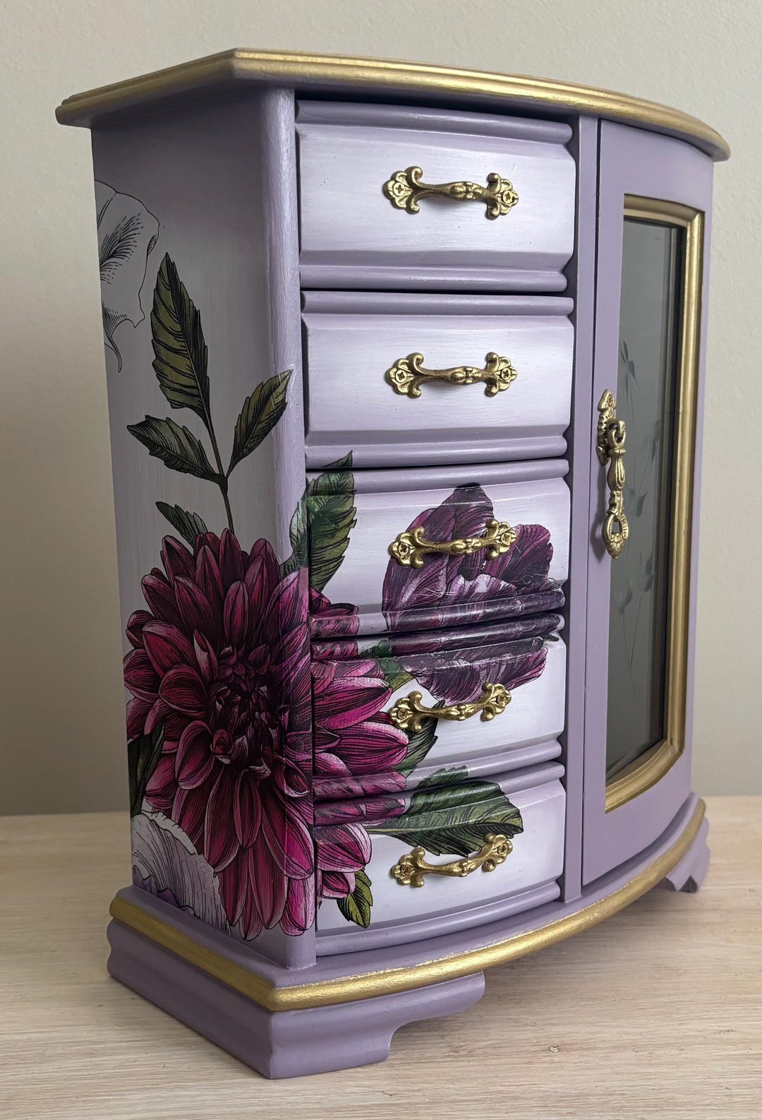 Hand Painted Jewelry Box, Purple Jewelry Box, Floral Jewelry Box ...