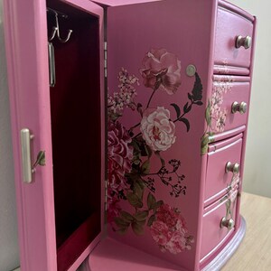 Hand Painted Jewelry Box, Pink Jewelry Box, Rose Jewelry Box, Floral ...
