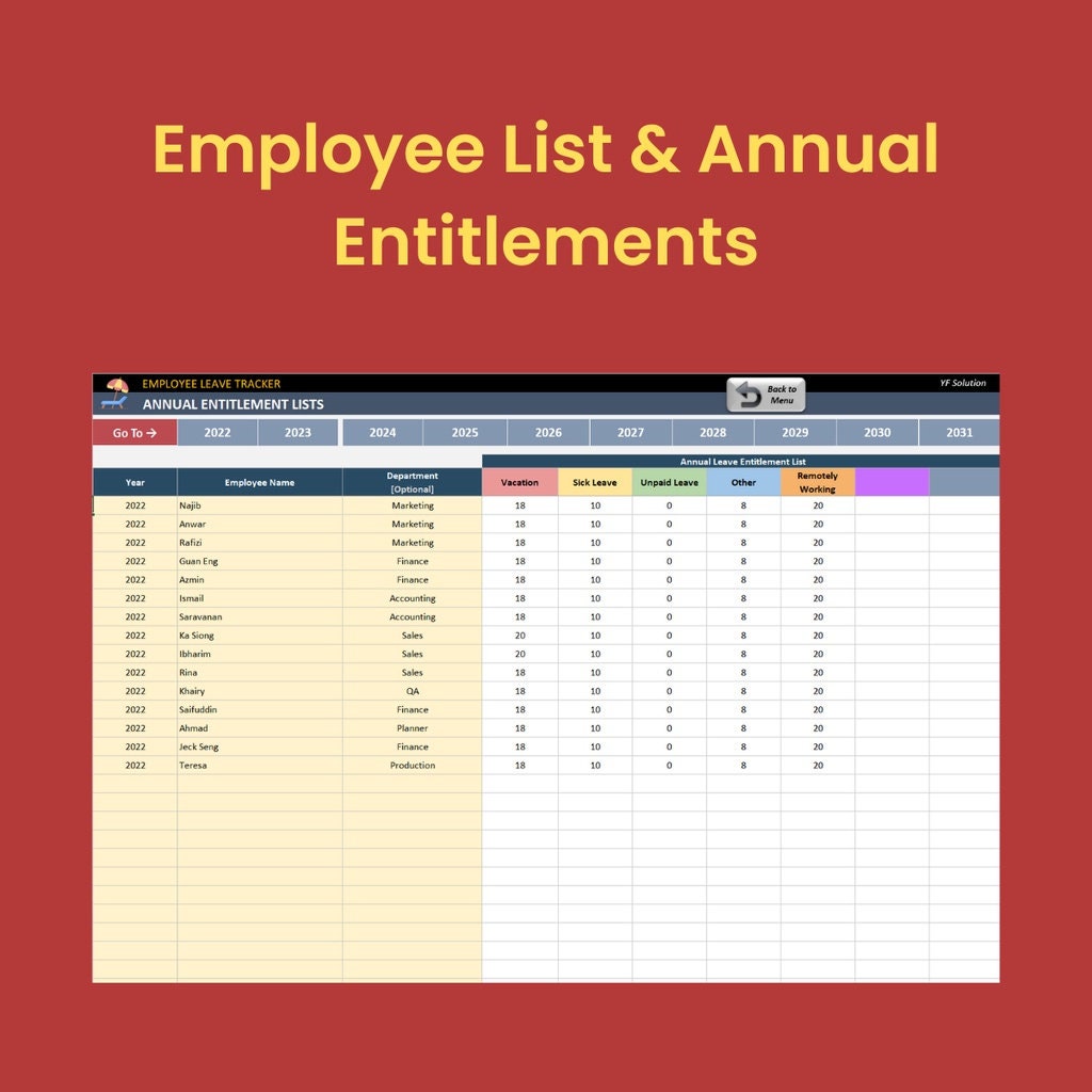 Employee Leave Tracker Excel System - Comprehensive & User-friendly ...