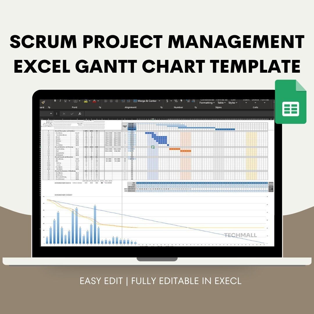 Scrum Project Management Gantt Chart Excel Template - Etsy