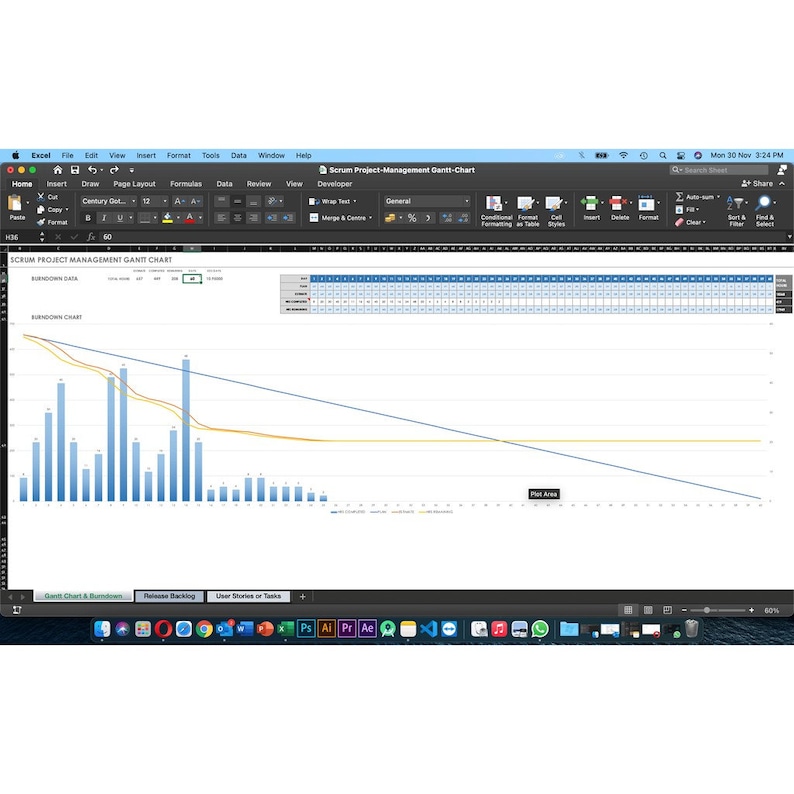 Scrum Project Management Gantt Chart Excel Template - Etsy