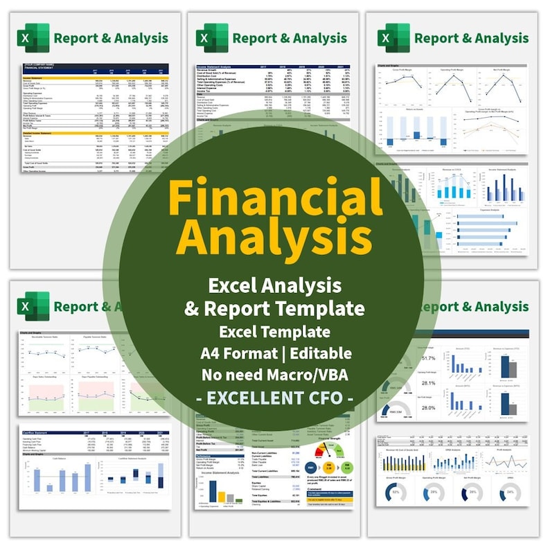 Financial Analysis Excel Dashboard Template, Key Ratio (printable and ...