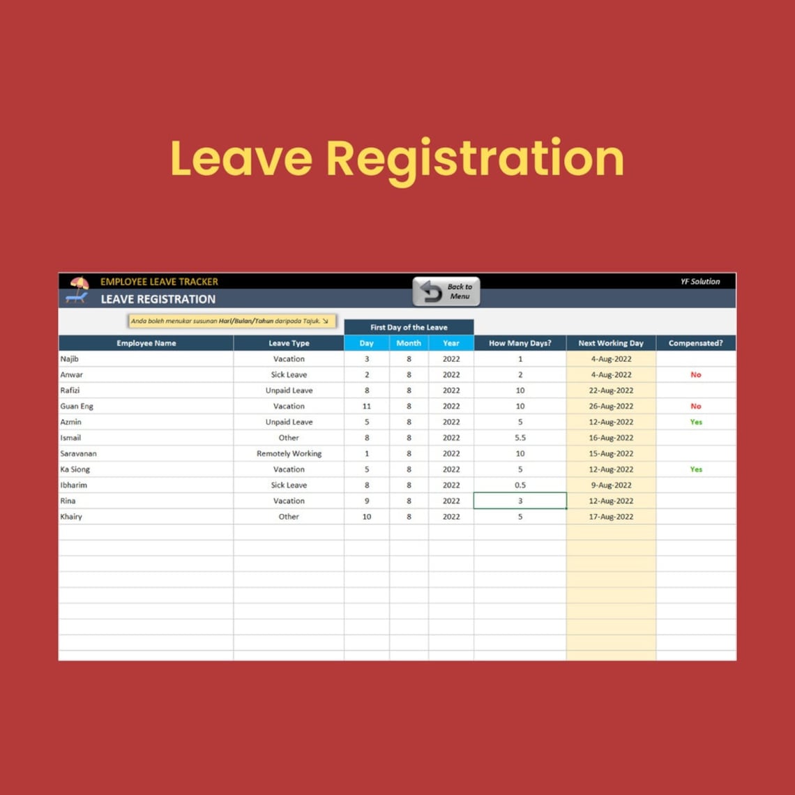 Employee Leave Tracker Excel System - Comprehensive & User-friendly ...