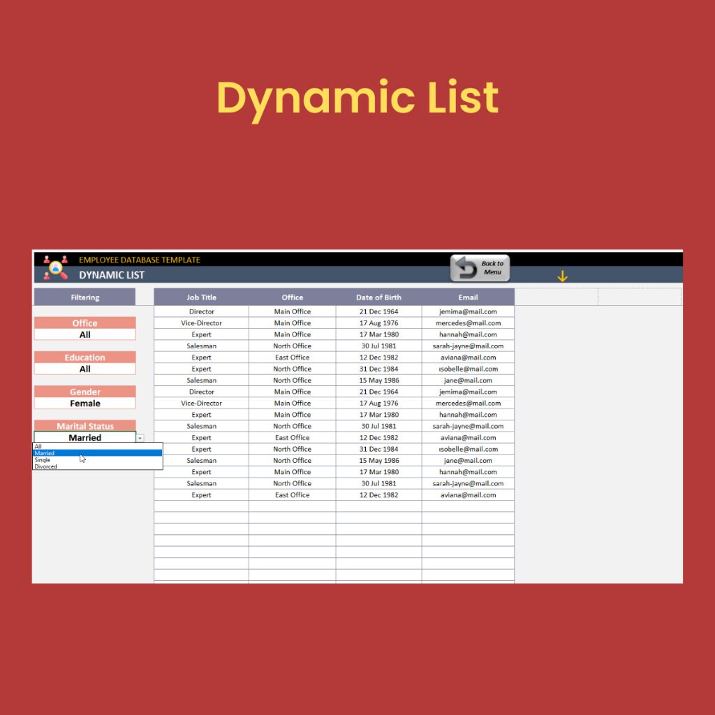 Advanced Employee Excel Database and Dashboard | HR Management ...