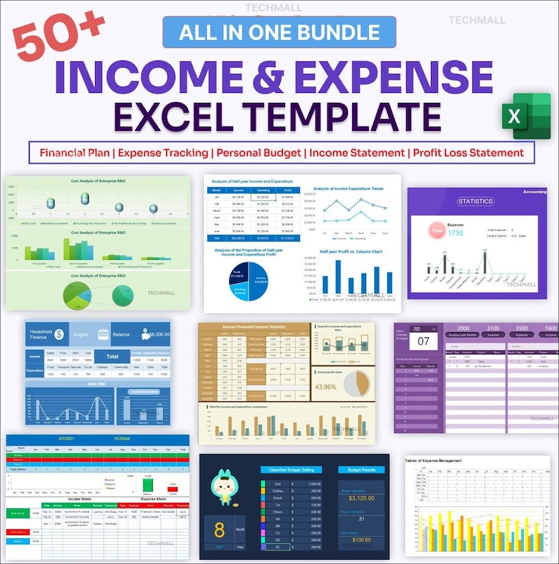 30 Comprehensive Income & Expense Excel Templates | Easy Edit - Etsy