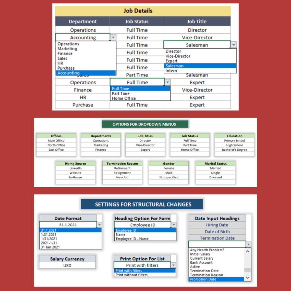 Advanced Employee Excel Database and Dashboard | HR Management & Analytics | Excel Editable - Etsy
