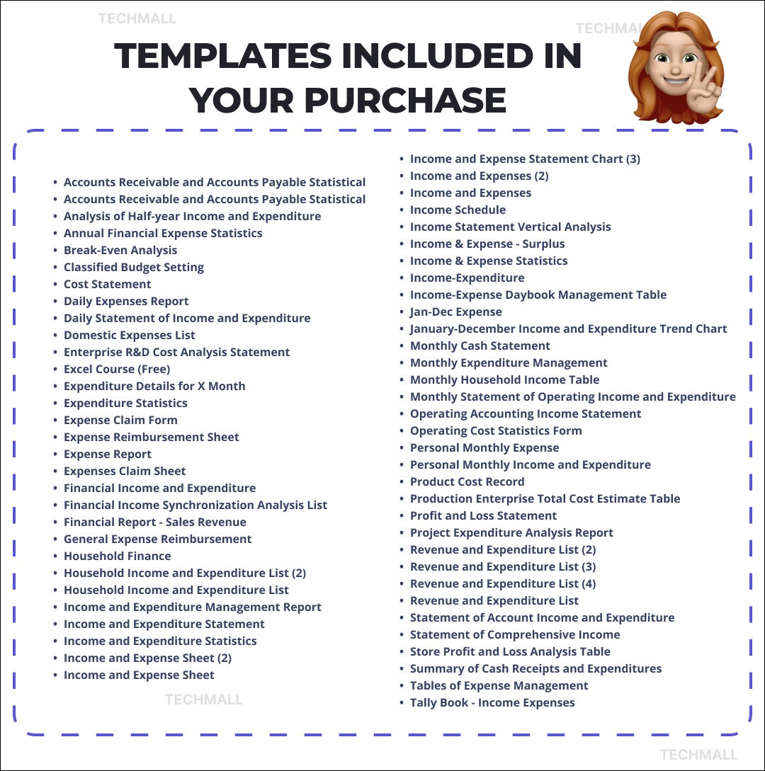 30 Comprehensive Income & Expense Excel Templates | Easy Edit - Etsy