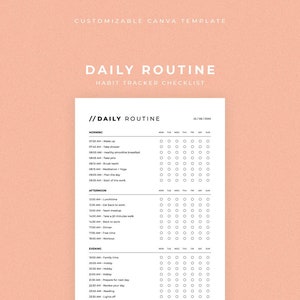 Printable Daily Routine Tracker, Habit Checklist (canva Template) - Etsy